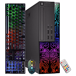 Dell OptiPlex Desktop Customized RGB Lights Computer, Intel i5 Quad-Core Processor 3.20GHz, 8GB RAM, 256GB SSD, DisplayPort, Wi-Fi, Windows 10 - (Renewed)