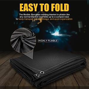 MULMART Welding Blanket 10X10FT, 922GSM, Black, Heavy Duty Welding Blanket, Fireproof Welding Blanket, 1/3”(8mm) Thickness, Large Welding Fireproof Thermal Resistant
