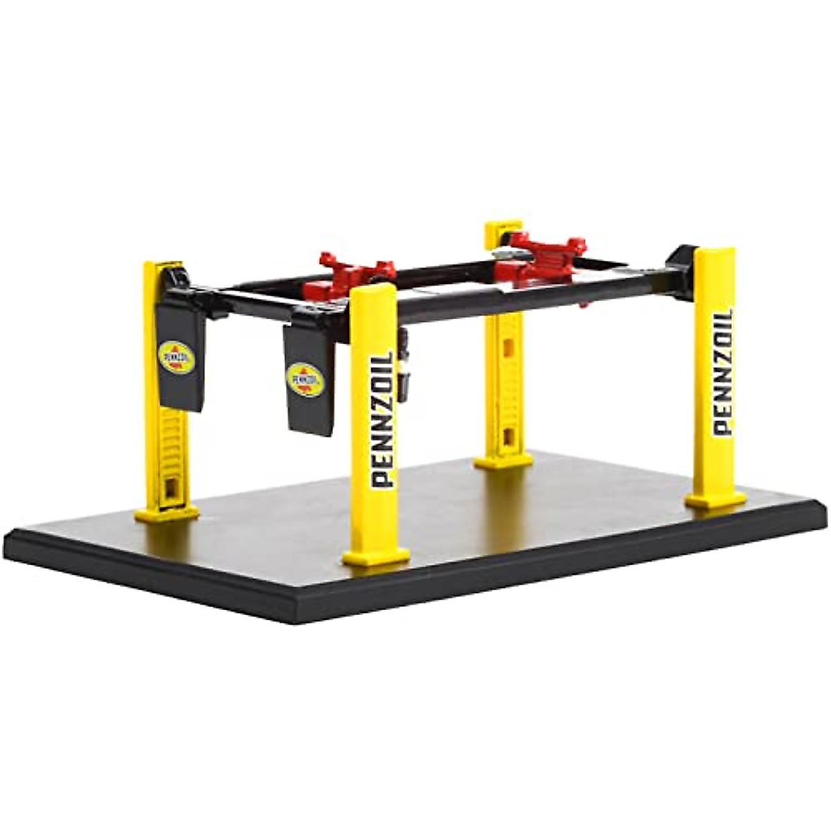 Adjustable Four-Post Lift Pennzoil Black and Yellow Four-Post Lifts Series 3 1/64 Diecast Model by Greenlight 16130 C