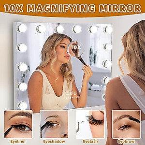 FENCHILIN Vanity Mirror with Lights Hollywood Lighted Makeup Mirror with 14 Dimmable LED Bulbs with 3 Colors Modes for Dressing Room & Bedroom(White)