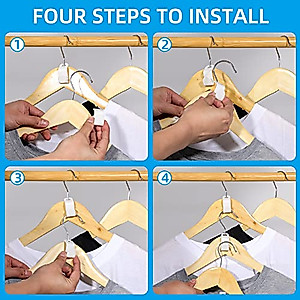 60Pcs Space Saving Hanger Hooks Connector, Mini Cascading Hanger Connection Hooks Extender Clips Connection Hooks, Heavy Duty Outfit Hangers for Closet Organizer(White, Pink, Blue, Green)