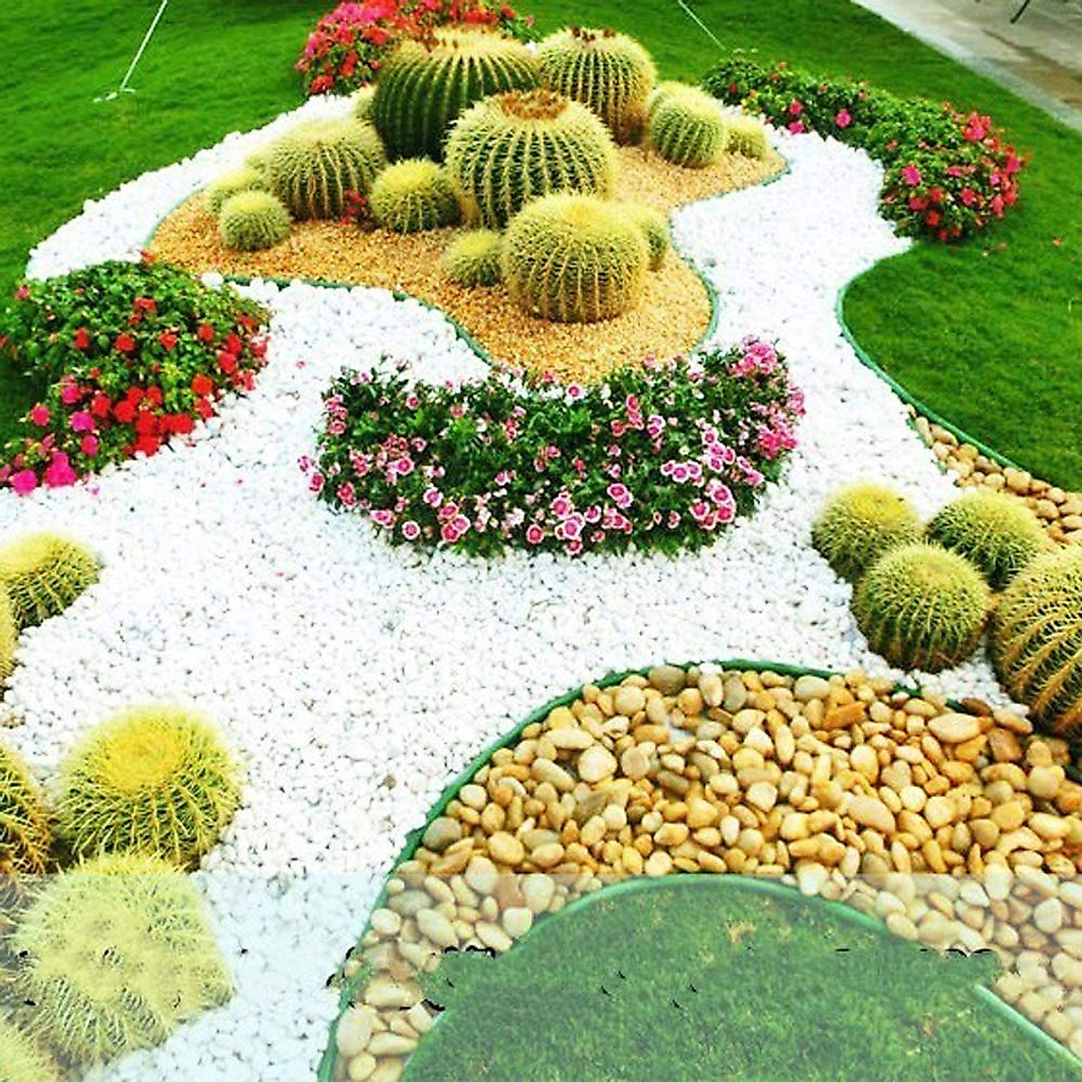 Wgwioo Plastic Lawn Edging Coil Roll, Landscape Terrace Board, Stones Fences Paths Gravel Grass Barrier,Green,10cm x 2m