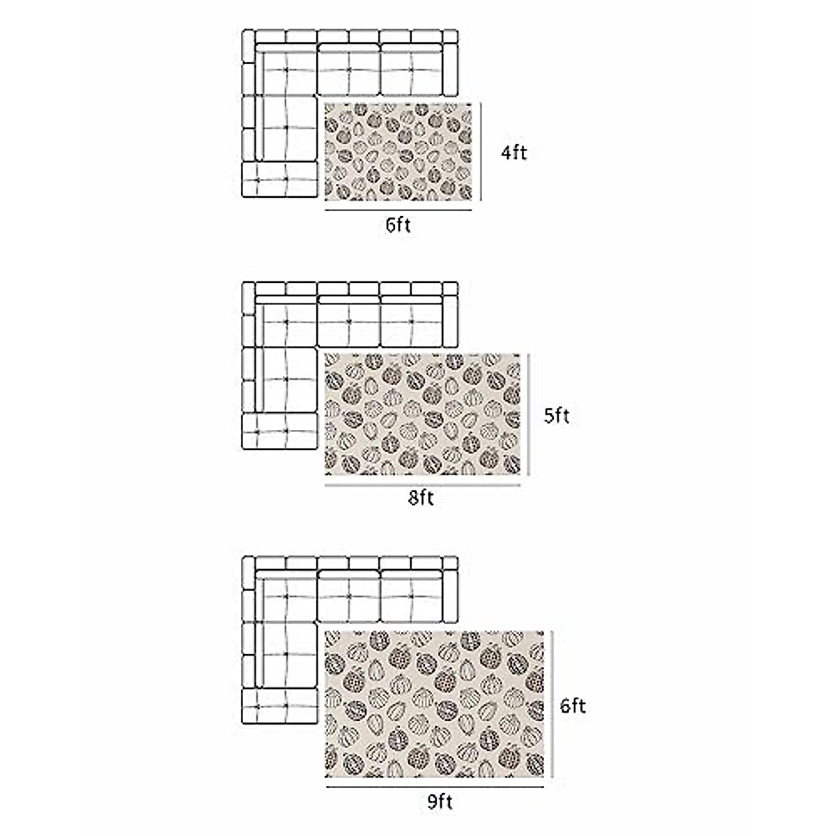 Thanksgiving Fall Outdoor Rug for Patio/Deck/Porch, Non-Slip Large Area Rug 6 x 9 Ft, Autumn Pumpkin Rustic Burlap Indoor Outdoor Rugs Washable Area Rugs, Reversible Camping Rug Carpet Runner