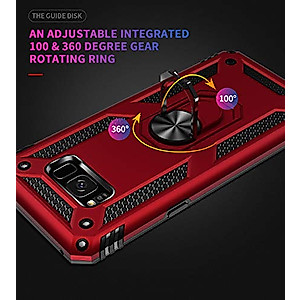 Samsung Galaxy S8 Plus Case with HD Screen Protectors, Androgate Military-Grade Metal Ring Holder Kickstand 15ft Drop Tested Shockproof Cover Case for Samsung Galaxy S8+ (2017) Red