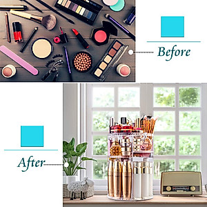 sanipoe 360 Diamond Rotating Makeup Organizer, Large Capacity Detachable Spinning Cosmetics Storage Shelf, Lazy Susan Organizer for Countertop and Bathroom, Clear
