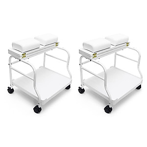 Beauty Salon Nail Or Foot Bath Spa Portable Esthetician Trolley Cart for Foot Rest Pedicure Manicure Funiture Massage Table Salon Supplies 2 Way Use 2 Color Option Elitzia (White 2pcs)