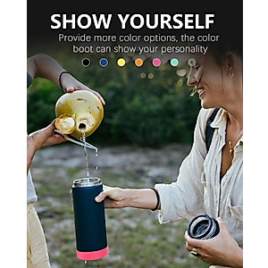 ALIENSX Protective Bottom Boot for YETI Rambler 26oz and Yeti Yonder 34oz Water Bottles, Anti-Slip Silicone Sleeve Cover, Travel Pet Bowl for Dog Cat Food Feeding (Black)