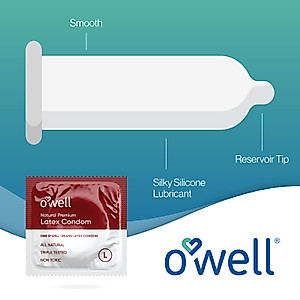 36 Latex, Ultra-Thin Condoms – Triple-Tested Lubricated Condoms with a Silicone Base for Comfortable Birth Control & Pleasure – Natural Latex Condoms for Men (2 x 7.2 in. Flat) by OWELL, Large