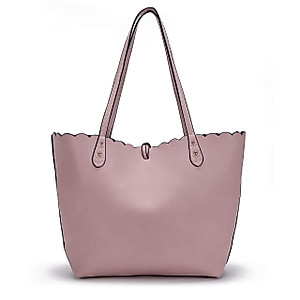 MKF Collection Tote & Pouch Bag for Women-Vegan Leather Designer Handbag -Shoulder Strap Messenger Purse 2Pcs set White Yellow