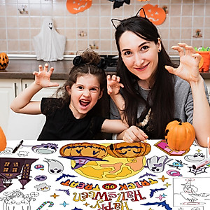 Avezano 2 pcs Halloween Coloring Tablecloth Large Happy Halloween Coloring Tablecloth for Kids Jumbo Happy Halloween Paper Coloring Banner Halloween Party Decorations 72x30 inch