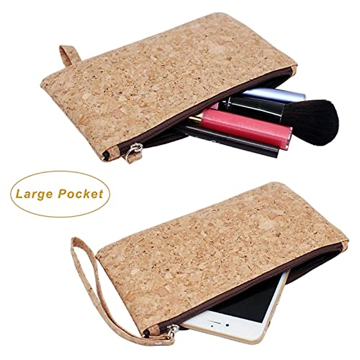 boshiho Natural Cork Clutch Wristlet Wallet Cell Phone Card Holder Coin Purse Bag (2 Size)