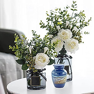 Footprints Keepsake Urn, Footprints Token Urn for Ashes, Hand Painted Minature Beach Urn, Handmade Beach Mini Urn with Velvet Case & Bag (Keepsake)