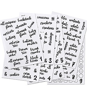 Kitchen Pantry Labels for Food Storage Containers, Set of 270 Clear Stickers for Common Goods