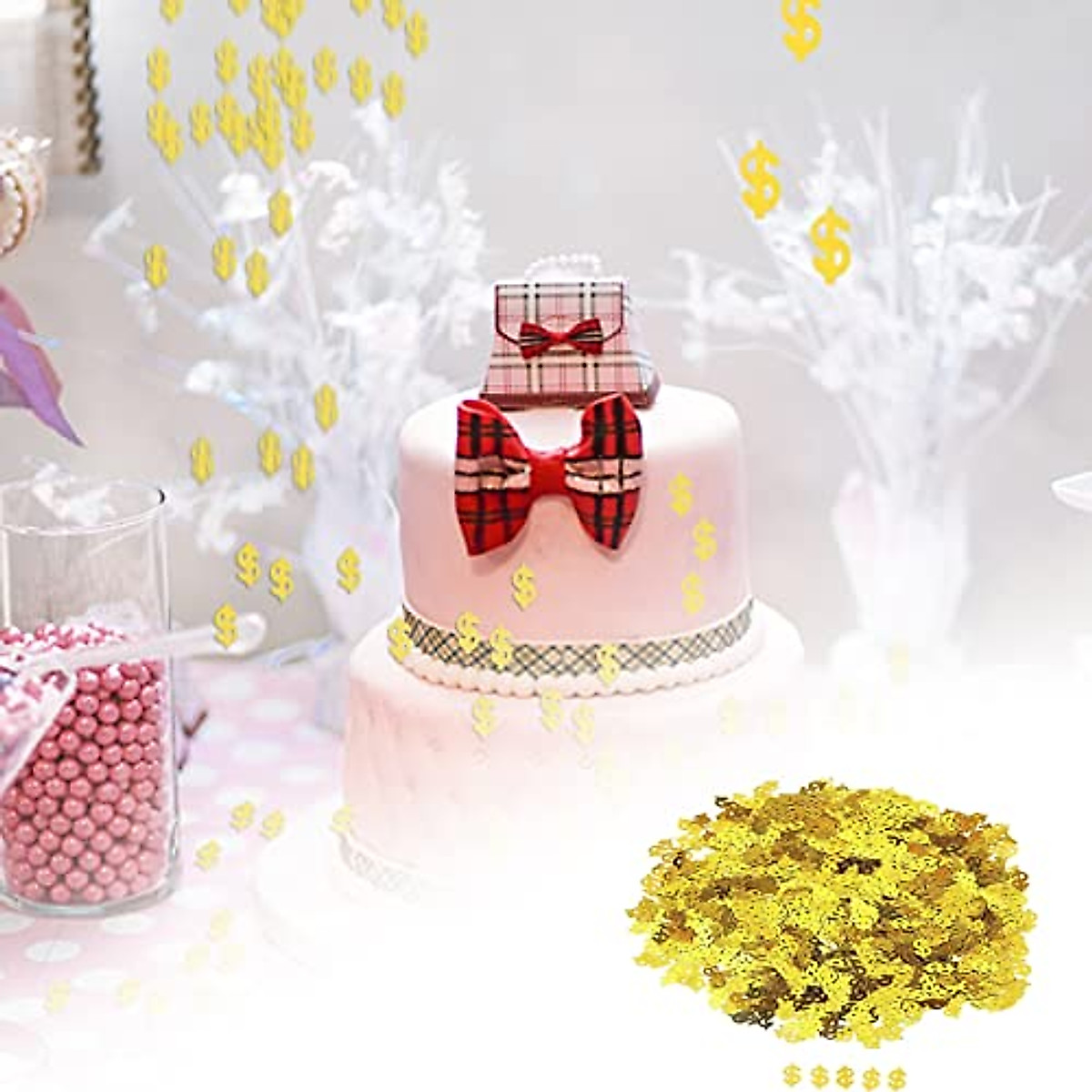 500Pcs Confetti Craft Sign, Money Sign Gold Money Sign Sequins, Glitter Gold Money Sign, Table Scatters Throwing Confetti for Casino Wedding Party Baby Bridal Shower Decorations Golden