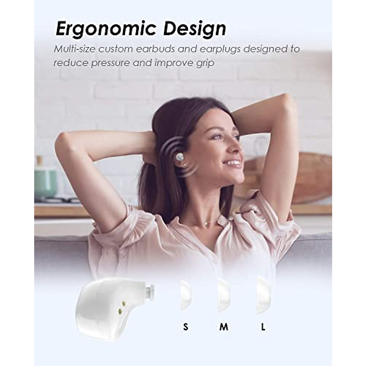 Tecno True Wireless Earbuds Noise Cancelling, Wireless Bluetooth Headphone with Microphone, Wireless in Ear Earbuds with Charging Case, Touch Control Waterproof with Mic Deep Bass for Sport White, H2