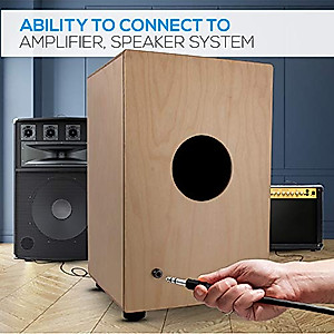 Pyle Wooden Hand Drum Percussion Beat Box-Hybrid Electronic Style Acoustic E-Cajon w/Built-in Pickup Connector, Internal Guitar Snare String PCJD50