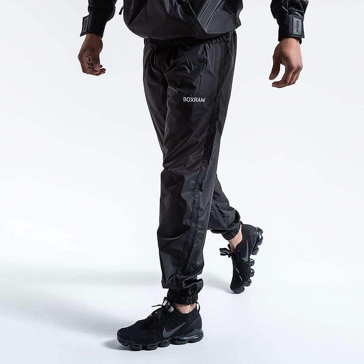 BOXRAW Hagler Professional Sauna Suit 1.0 Top & Bottoms Non Rip Sweat Suit Boxing MMA Training Gym (Black - M)