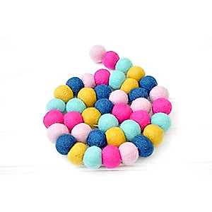 Baby Girl Nursery Garland - Light Pink, Hot Pink, Aqua, Mustard, Navy - 1" (2.5 cm) felt balls