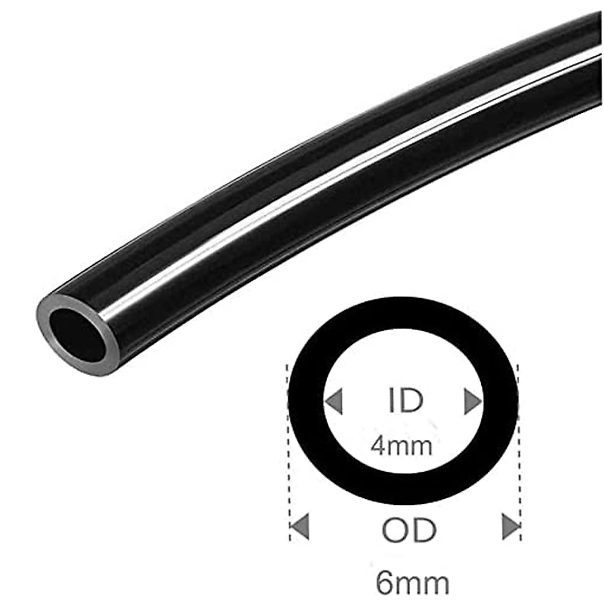 Pneumatic Air Line 1/4'' Od, 32.8FT Nylon Tubing Black Air Hose Line for Air Brake System,Air or Fluid Transfer (1/4'' OD)