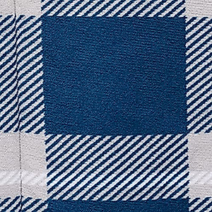 Amazon Basics Ultra-Soft Micromink Sherpa 3-Piece Comforter Bed Set, Full/Queen, Navy Plaid