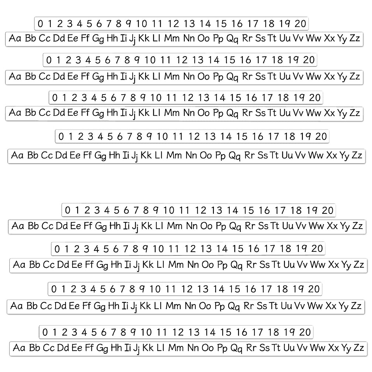 StikArt Removable Stickers - Alphabet Letters Desk Strips & Numbers Desk Strips (8 Pack)