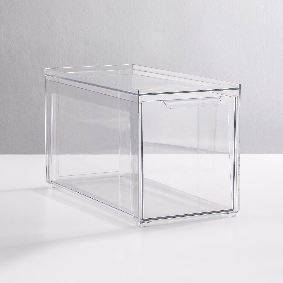 mDesign Plastic Stackable Bathroom Storage with Pull Out Bin Organizer Drawer for Cabinet, Vanity, Shelf, Cupboard, Cabinet, or Closet Organization - Lumiere Collection - 2 Pack - Clear