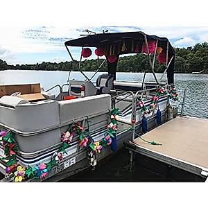 Kinteshun Tissue Flower Garland,Hawaiian Tropical Paper Banner Garland for Luau Beach Theme Party Decoration (2 Packs,Type 2)