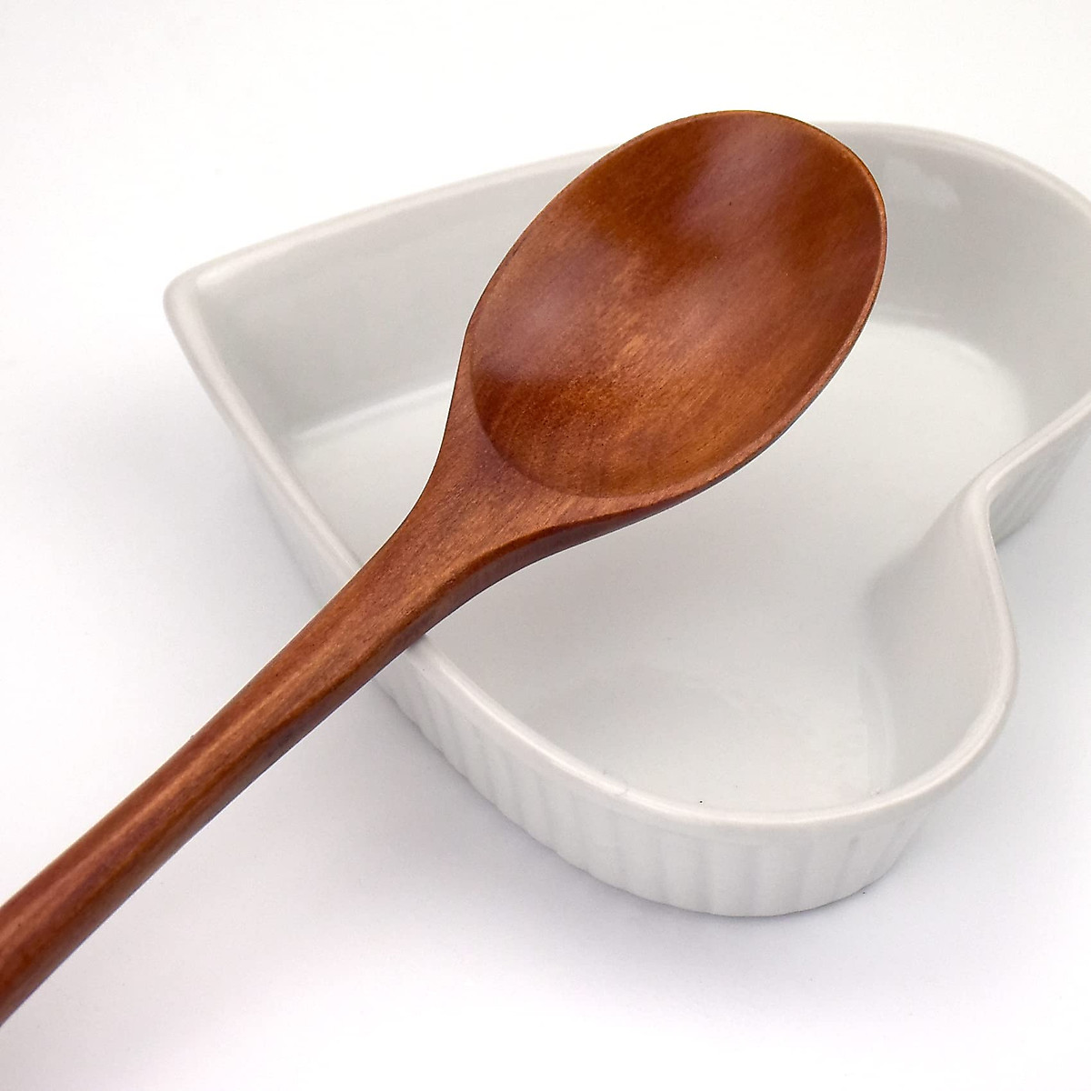 HengDu Wooden Spoons for Eating，9.06 inch Japanese Korean Log Unspliced Dinner Spoon Set of 5