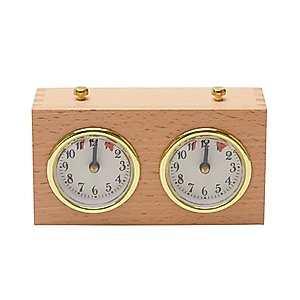 fayle Chess Clock Timer,Board Game Analog Wooden Competition Timing Tools High Accuracy Mechanical for Various Games