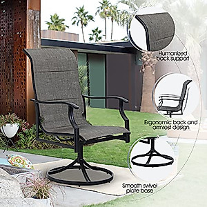 Sophia & William Patio Dining Set Outdoor Dining Set 7 Pieces Patio Furniture Set 6 x Swivel Patio Dining Chairs High Back, Large 64" Metal Dining Table for Patio Lawn Garden Backyard Support 350lbs