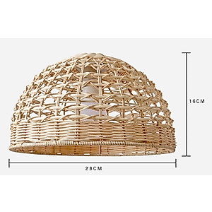 RISEON Rattan Lamp Shade, Woven Hanging Pendant Lampshade, Country Cottage Wicker Basket Chandelier Lamp Cover Rustic Ceiling Light Fixture Table Lamp Floor Lamp Light for Bedroom Living Room Hallway