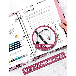 SUNEE 3 Ring Binder 1 Inch, Cute Binder with 2 Pockets, Decorative Pink Leopard Three Ring Binder Heavy Duty (Fit 8.5x11 Inches) for School Supplies, Office Binder Supplies