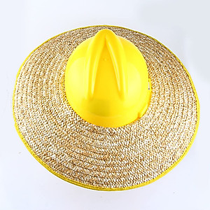 Tofficu Wheat Straw Hard Hat Sun Shade Construction Site Helmet Sunshield Cover