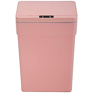 Automatic Trash Can 13 Gallon Trash Can with Lid, Kitchen Garbage Can 50 Liter High-Capacity Waste Bins Touch Free Kitchen Trash Can Plastic Trash Can for Bathroom Bedroom Home Office, Pink