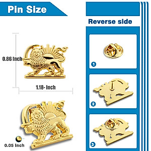 6-Pack Persia Iran Flag Lapel pins Bulk Metal Old Persian Iranian Lion Sun and Crown pin Souvenir Series Gifts