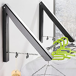 plplaaoo Clothes Drying Rack,Wall Mounted Drying Rack,Durable Aluminum Folding Clothes Drying Rack,Retractable Clothes Hanger Rack for Laundry Room Closet Storage Organization(Silver)