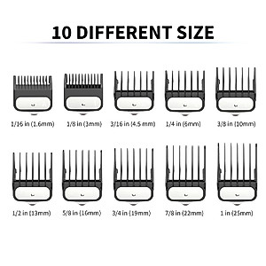 Premium Clipper Guards for Wahl Clippers Trimmers with Metal Clip - 8 Cutting Lengths from 1/16”to 1”(1.5-25mm) Fits for All Full Size Wahl Clippers