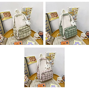 Sage Green Backpack for School Aesthetic, Cute Backpack Kawaii School Supplies Laptop Bookbag (B - Green)