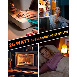 TobeBright 25 Watt Oven Light Bulbs Replacement 120V - E14 T25 Appliance Small Screw Light Bulb Warm White,Heat Resistant Bulb 300℃,Clear Glass,Dimmable for Microwave,Refrigerator,Oven,Salt Lamp