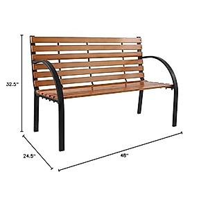 Garden Bench,Outdoor Bench Patio Bench for Metal Bench Park with Armrests Sturdy Hardwood Cast Iron for Yard (48")