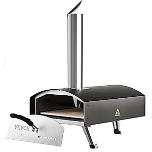 VEVOR Outdoor Pizza Oven, 12-inch Wood Fire Pizza Ovens, Pellet and Charcoal Pizza Maker Outside with Cordierite Stone, Portable Pizza Oven for Backyard Camping, Waterproof Carry Bag, Shovel, Black