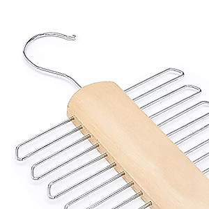 Amazon Basics 20 Bar Wooden Tie Hanger & Belt Rack - Natural, 2-Pack