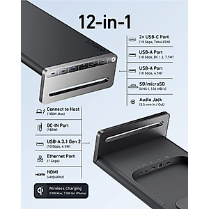 Anker 543 USB C to USB C Cable (140W, 6ft), USB 2.0 Bio-Nylon Charging Cable & Anker 675 USB-C Docking Station (12-in-1, Monitor Stand, Wireless Charging) with 10Gbps USB-C Ports, 4K@60Hz HDMI Display