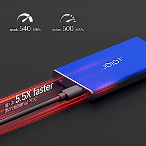 JOIOT Portable SSD 1TB External Solid State Drive - Up to 540MB/s External Hard Drive, USB 3.1 Gen 2 Ultra-Slim External SSD, Blue