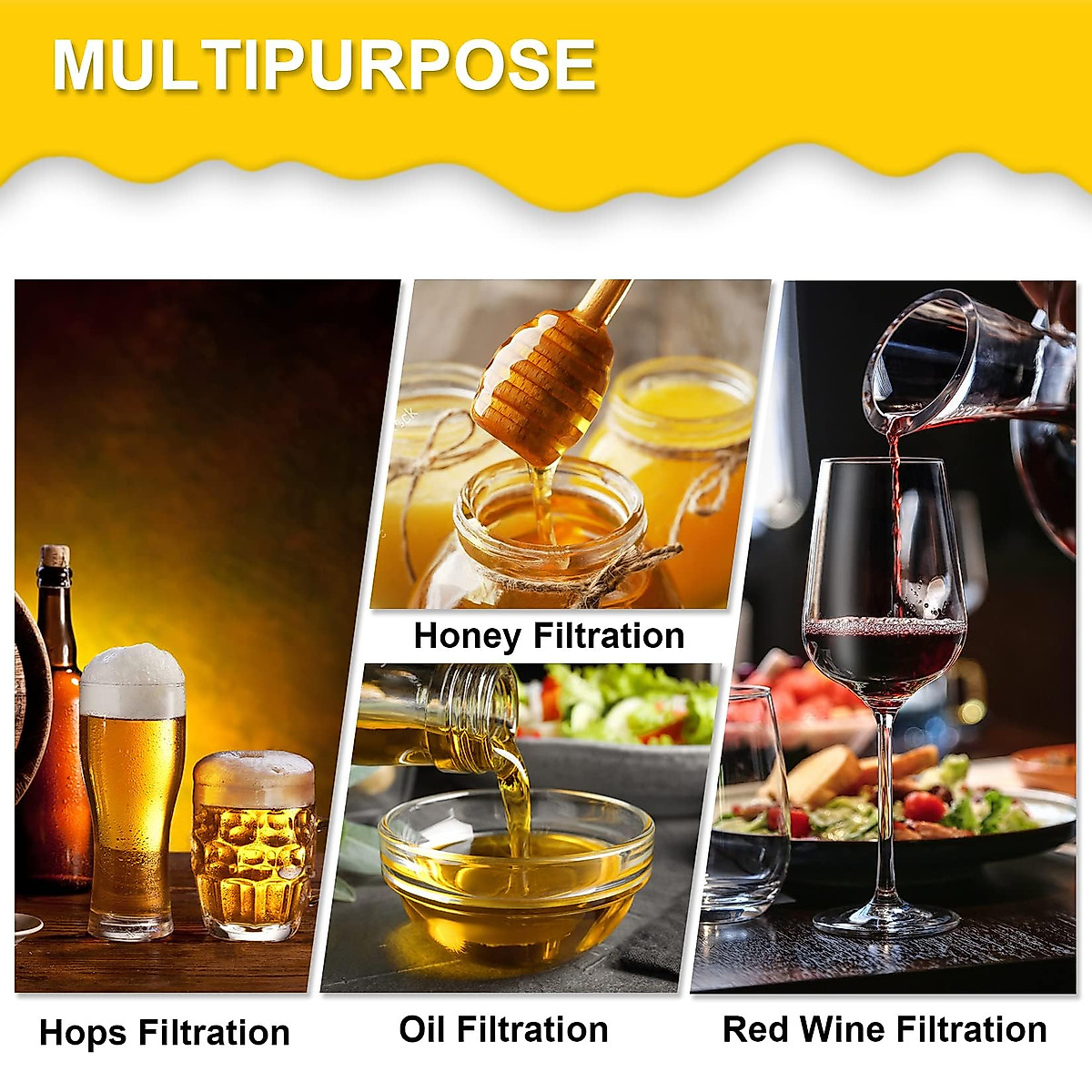 psler 13.8×13.8 inch (35×35cm) Wine Beer Dry Hops Filter Brewing Hopper Strainer 300 Micron Mesh Barrel Brewing Grain Basket Strainer for Homebrew Hops Wine Beer Tea Kettle Brew Filter