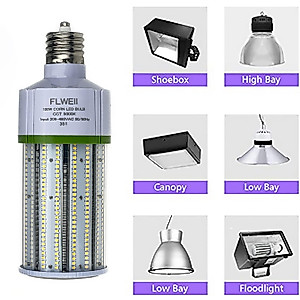 FLWEII LED Corn Light Bulb, 208-480V 100W E39 Mogul Base 5000K,14000 LM Replacement 400W HPS/MH for Indoor Outdoor Garage Warehouse Factory Backyard
