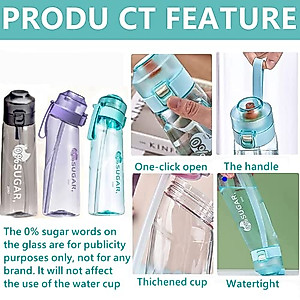 Sports Air Water Bottle BPA Free Starter up Set Drinking Bottles,650ML Fruit Fragrance Water Bottle,with 7 Flavour pods%0 Sugar Water Cup,for Gym and Outdoor Gift (Blue)