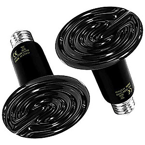 Simple Deluxe 150W 2-Pack Ceramic Heat Emitter Reptile Heat Lamp Bulb No Light Emitting Brooder Coop Heater for Amphibian Pet & Incubating Chicken