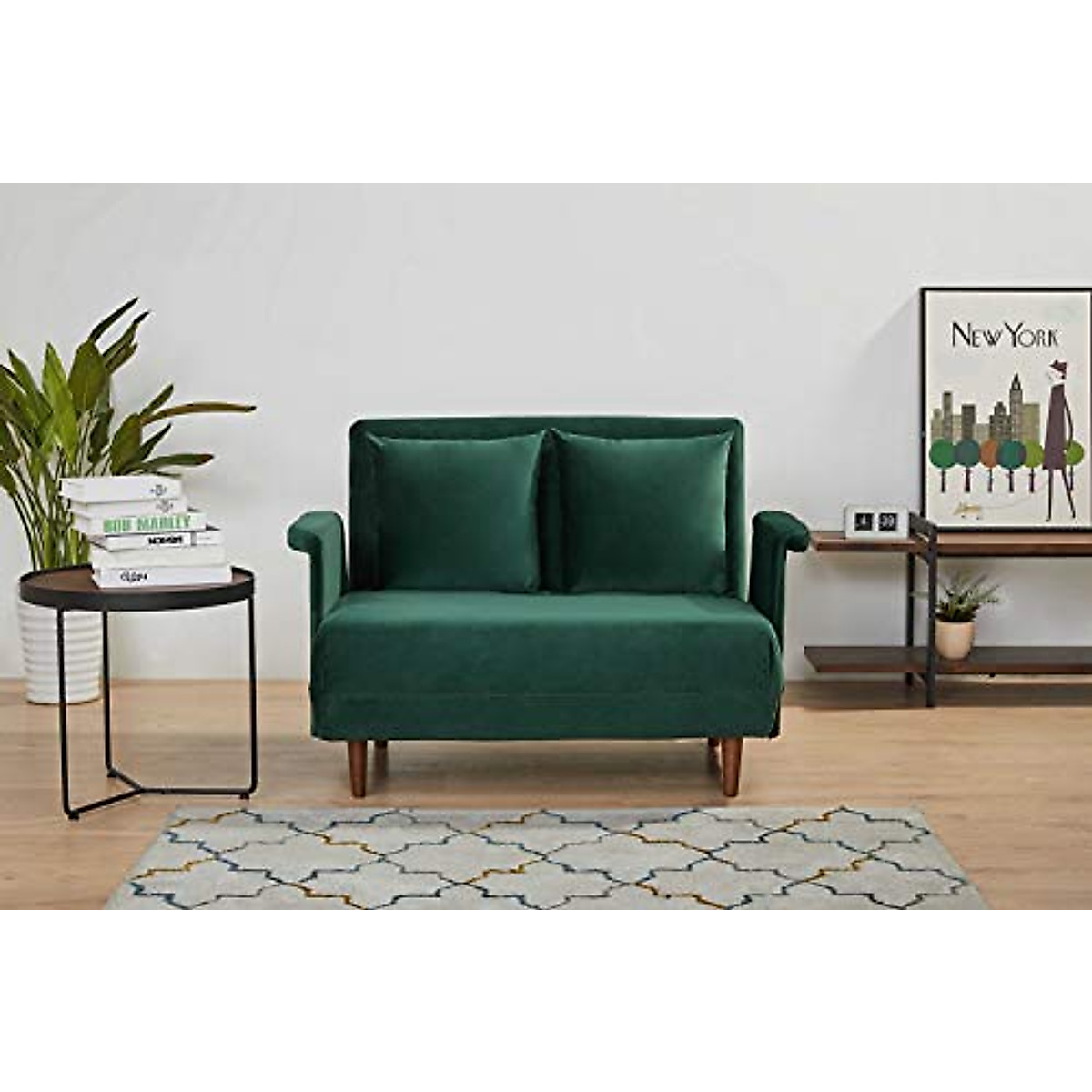 GIA Furniture Home Series Convertible Loveseat, Green
