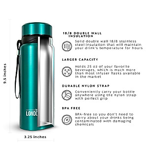 Here & Now Supply Co. 25 oz Multi-Function Travel Mug and Tumbler | Tea Infuser Water Bottle | Fruit Infused Flask | Hot & Cold Double Wall Stainless Steel Coffee Thermos (Celestial Blue)